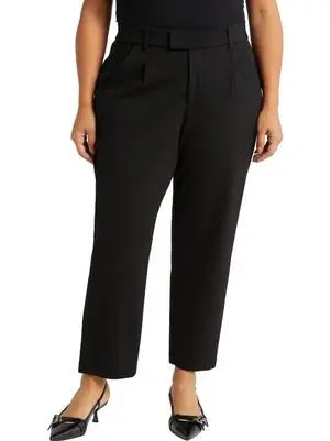 Wit & Wisdom Pleated Ankle Straight Leg Pants - Black