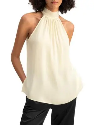 Lilysilk Silk Georgette Halter Neck Top - Lily White