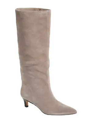 Nordstrom Dauphine Kitten Heel Knee High Boots Grey Taupe