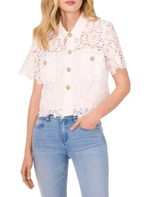CECE DUPRAZ Floral Lace Button-Up Shirt