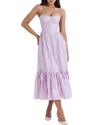 House Of Cb Mira Organza Corset Midi Dress - Pastel Lilac