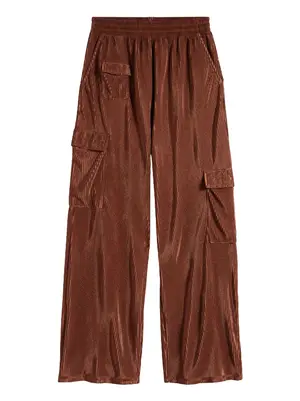 LOVE, FIRE Pleated Cargo Pants Brown