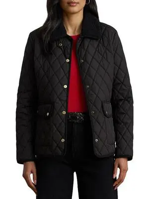 Ralph Lauren Quilted Jacket With Faux Shearling Collar - Black