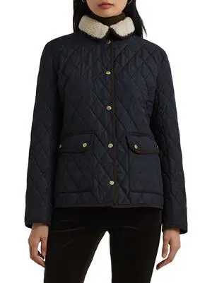 Ralph Lauren Lauren Ralph Lauren Quilted Jacket With Faux Shearling Collar Dark Navy/dark Navy