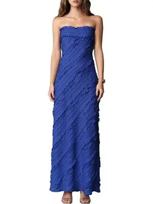 Endless Rose Ruffle Strapless Maxi Dress - Cobalt