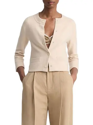 Vince Vince Shrunken Wool & Cashmere Snap Cardigan Beach
