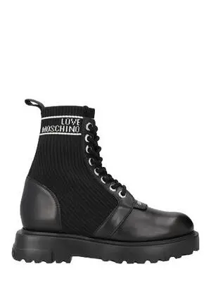 Moschino Ankle Boots Size Calfskin, Textile Fibers - Black