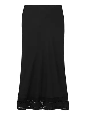 Rixo Magda Lace-trimmed Midi Skirt - Black