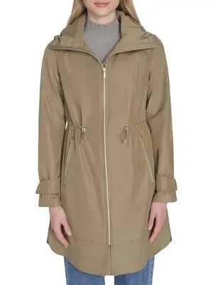 Cole Haan Travel Packable Hooded Rain Jacket - Sage
