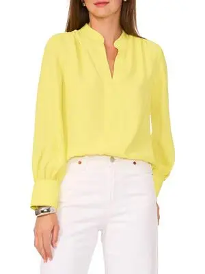 Vince Camuto Bishop Sleeve Crepe Top - Limoncello
