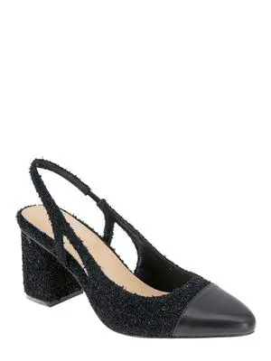 Bcbgmaxazria BCBG Darrin Block Heel Slingback Pump Black Boucle/ Black
