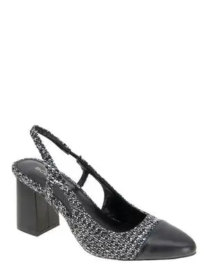 Bcbgmaxazria BCBG Darrin Block Heel Slingback Pump Black/ White Boucle
