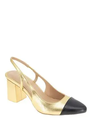 Bcbgmaxazria BCBG Darrin Block Heel Slingback Pump Gold/ Black
