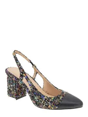 Bcbgmaxazria Darrin Block Heel Slingback Pump - Multi Boucle/black