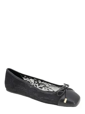 Bcbgmaxazria BCBG Hartly Cap Toe Ballet Flat Black Lace