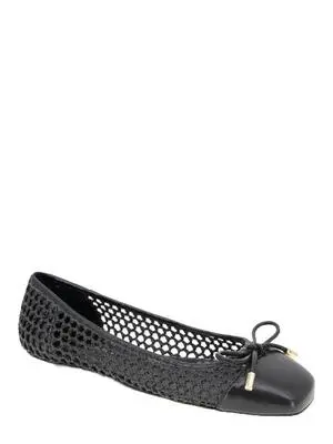 Bcbgmaxazria BCBG Hartly Cap Toe Ballet Flat Black Raffia