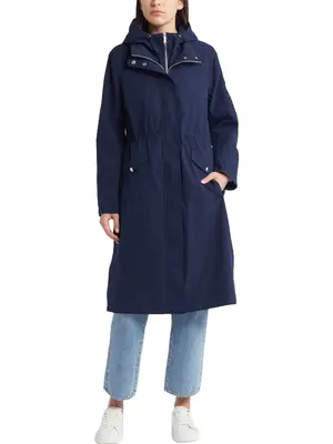 Sam Edelman Longline Hooded Jacket - Navy