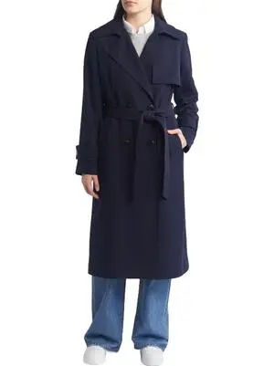Sam Edelman Double-breasted Belted Trench Coat - Navy