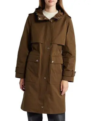 Sam Edelman Hooded Trench Coat - Botanic Green