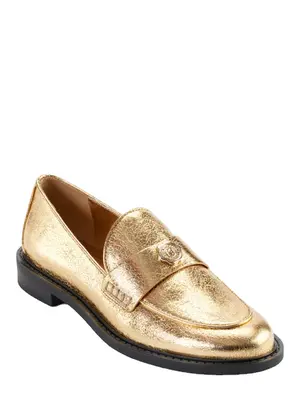 Karl Lagerfeld Paris Rylyn Metallic Loafer - Gold