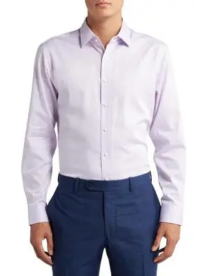 Nordstrom Trim Fit Herringbone Dress Shirt - Purple Calm Herringbone