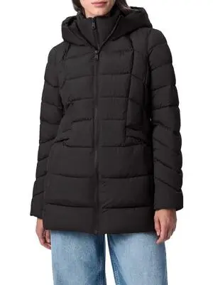 Bernardo Hooded Puffer Jacket With Bib - Black