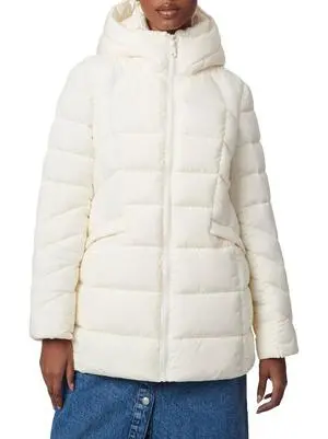 Bernardo Hooded Puffer Jacket With Bib Ecru