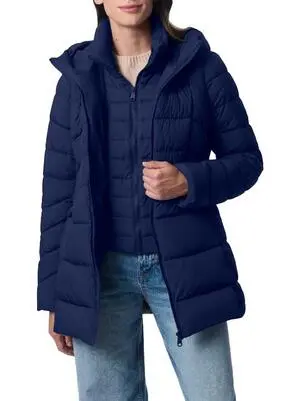 Bernardo Hooded Puffer Jacket With Bib Navy