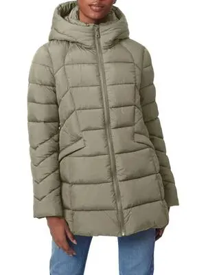 Bernardo Hooded Puffer Jacket With Bib Olive