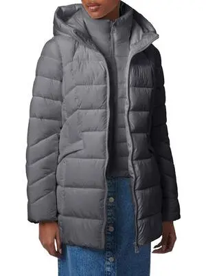 Bernardo Hooded Puffer Jacket With Bib Urban Grey
