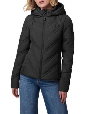 Bernardo Hooded Puffer Jacket With Bib - Black