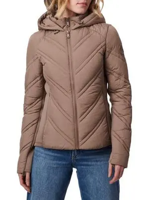 Bernardo Bernardo Hooded Puffer Jacket With Bib Dusty Taupe
