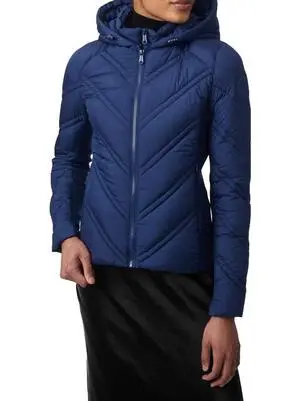 Bernardo Bernardo Hooded Puffer Jacket With Bib Navy