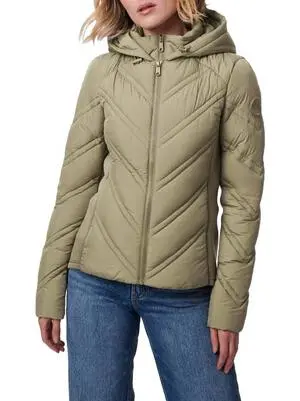 Bernardo Bernardo Hooded Puffer Jacket With Bib Sage