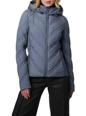 Bernardo Bernardo Hooded Puffer Jacket With Bib Smoke Blue