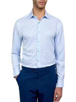 W.R.K Slim Fit Ditsy Floral Performance Dress Shirt - Light Blue