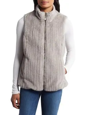 Via Spiga Reversible Faux Fur Vest - Light Grey