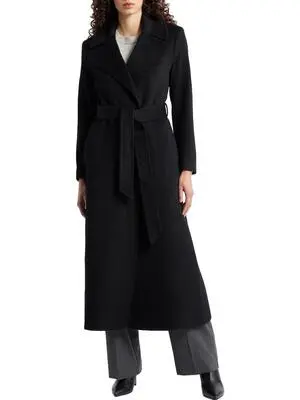 Ralph Lauren Belted Wool-blend Wrap Coat - Black