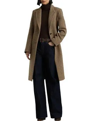 Ralph Lauren Lauren Ralph Lauren Houndstooth Wool-Blend Coat Camel/cognac Houndstooth