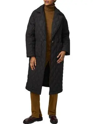 Bernardo Diamond Quilted Long Coat - Black