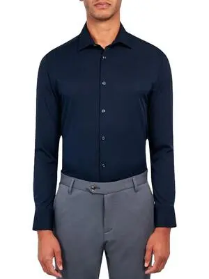 BROOKLYN BRIGADE Slim Fit Solid Performance Dress Shirt - Navy