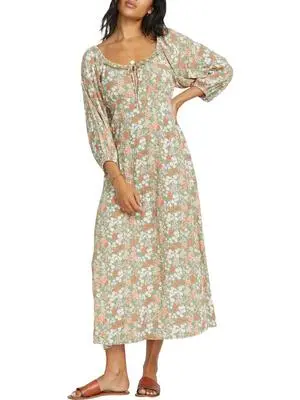 BILLABONG Dream All Day Floral Midi Dress - Avocado