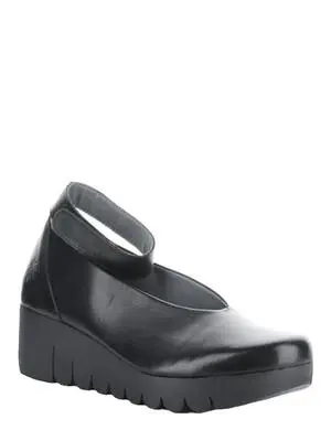 Fly London Vily Platform Wedge Pump - 000 Black Burn
