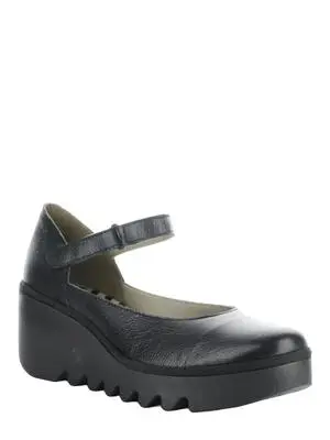 Fly London Bawo Platform Wedge Pumps - 001 Black Mousse
