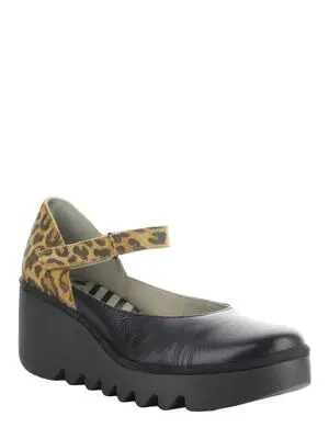 Fly London FLY London Bawo Platform Wedge Pumps Black/ Tan Mousse