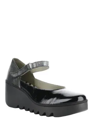 Fly London FLY London Bawo Platform Wedge Pumps Black/silver Nappa