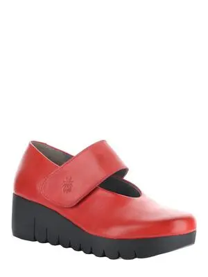 Fly London Vari Platform Wedge Pumps - Red Burn