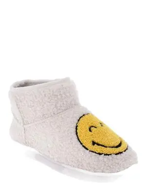 Mia MIA Chill Smiley Faux Shearling Bootie Slipper Smile