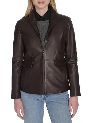 Cole Haan Cole Haan Wing Collar Leather Jacket Dark Espresso