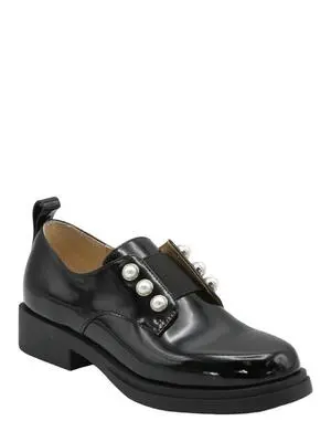 CHARLES DAVID Gent Imitation Pearl Studded Loafer - Black